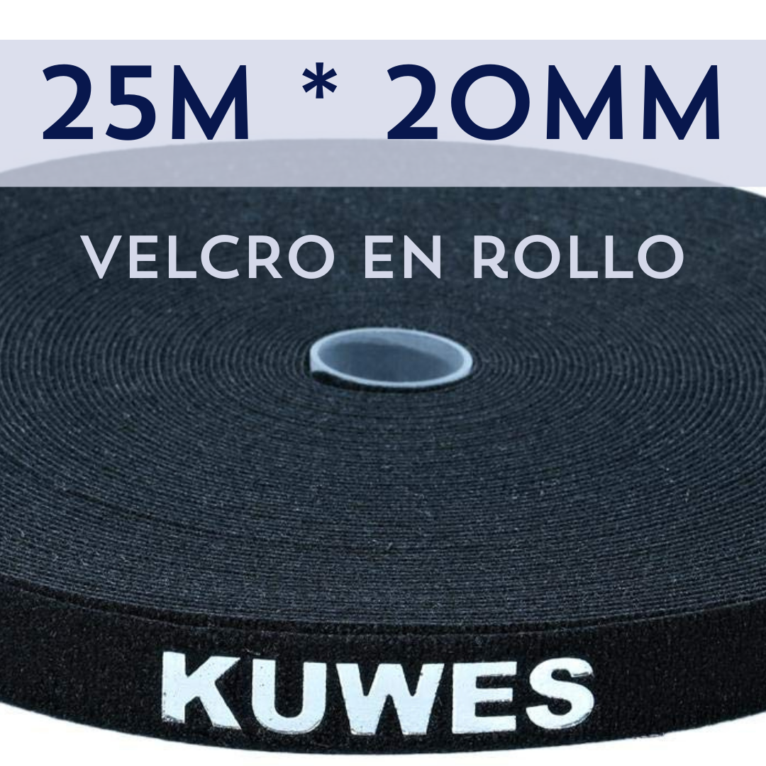 Rollo de Velcro en color negro 25 metros de largo - Kuwes KRGT-2075BK ...